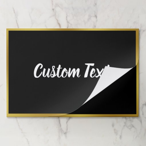 Elegant Black Gold White Script Text Placemat | Zazzle