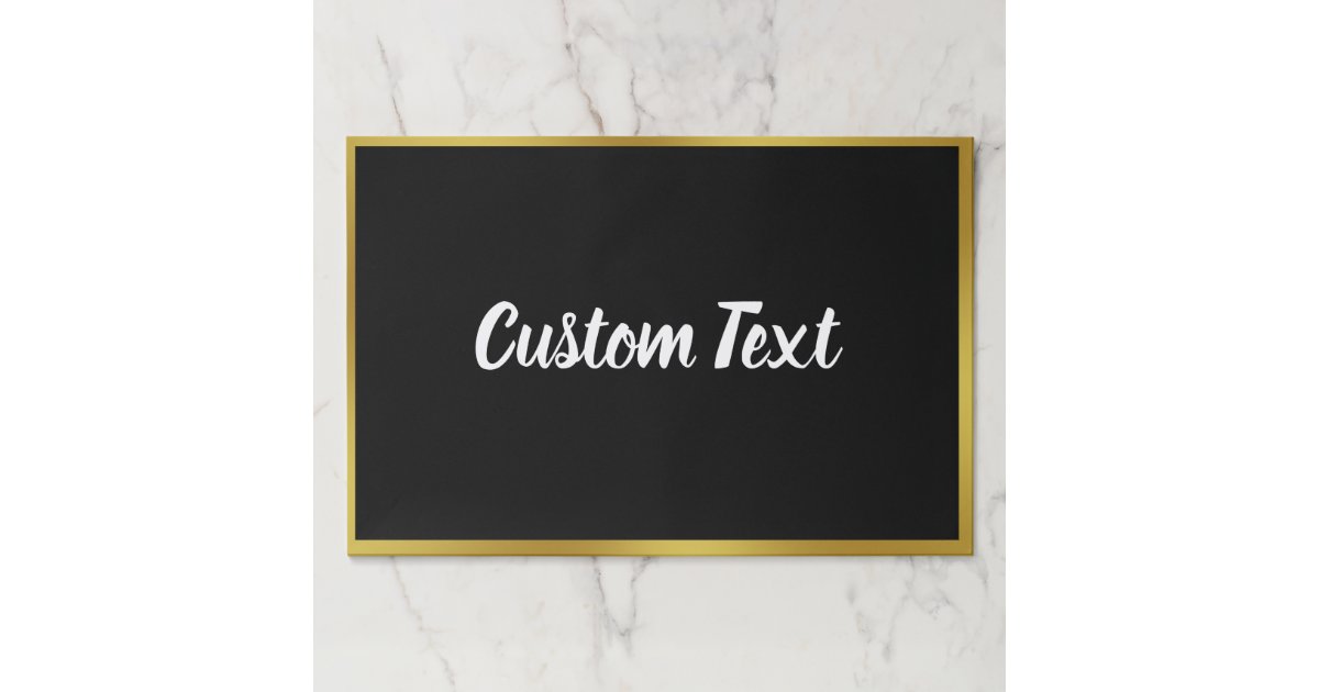 Elegant Black Gold White Script Text Placemat | Zazzle