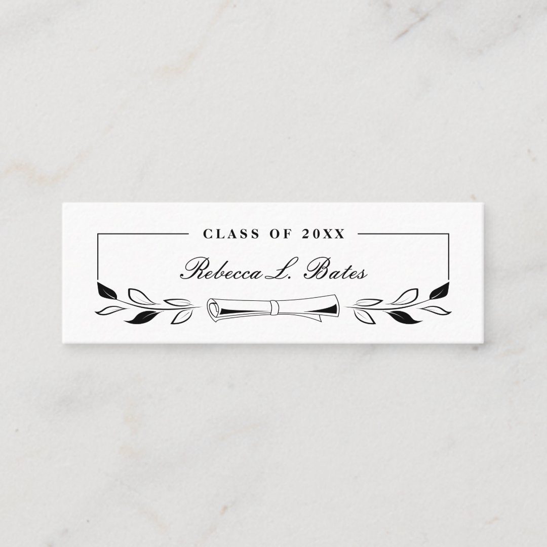 Elegant Black Graduate Name Cards Insert Cards | Zazzle