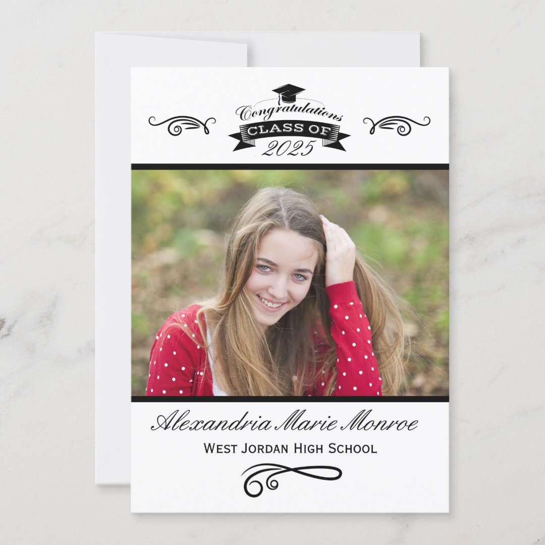 Elegant Black - Graduation Invitation | Zazzle