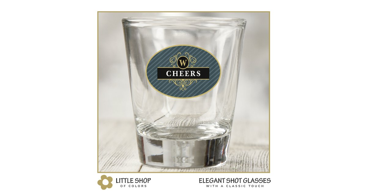 Elegant Black Gray Pinstripe Personalized Shot Glass | Zazzle