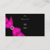 Elegant Black Hot Pink Diamond Bow Design 2 Business Card | Zazzle