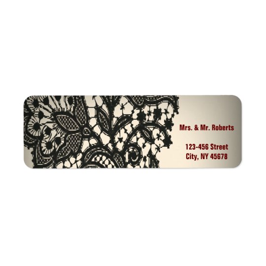 elegant black Lace beige vintage wedding Label | Zazzle.com