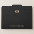 Elegant Black Leather Print Real Estate File Folder | Zazzle