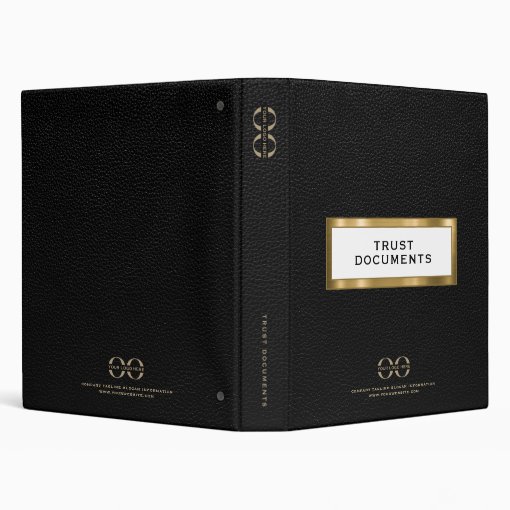 Elegant Black Leather Trust Documents Binder | Zazzle
