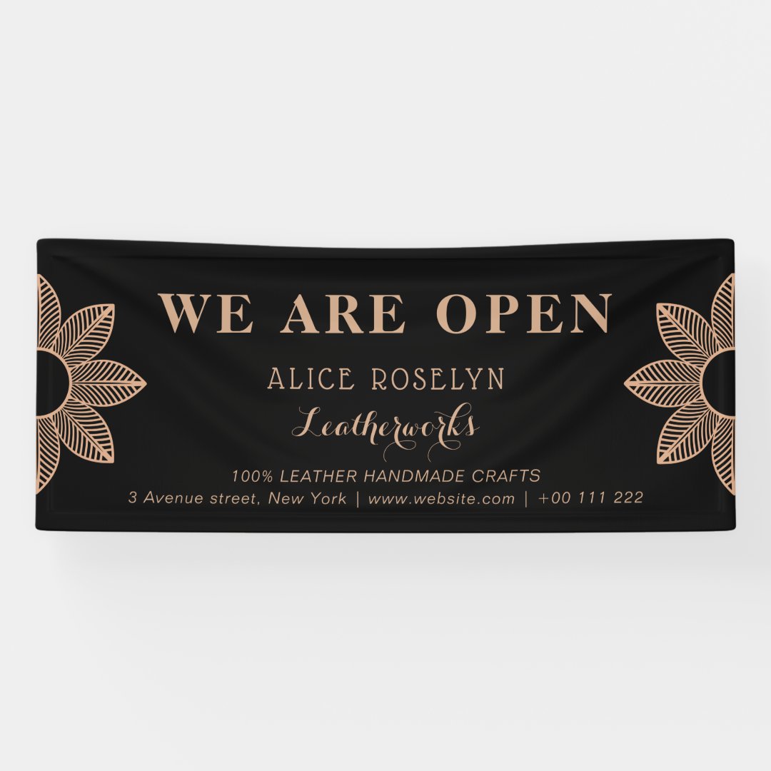 elegant black leatherworks business shop banner | Zazzle