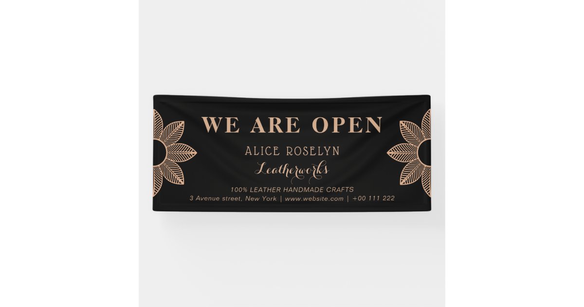 elegant black leatherworks business shop banner | Zazzle