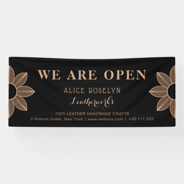 elegant black leatherworks business shop banner | Zazzle