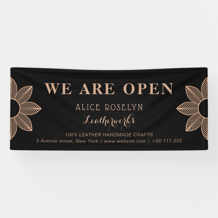 elegant black leatherworks business shop banner | Zazzle