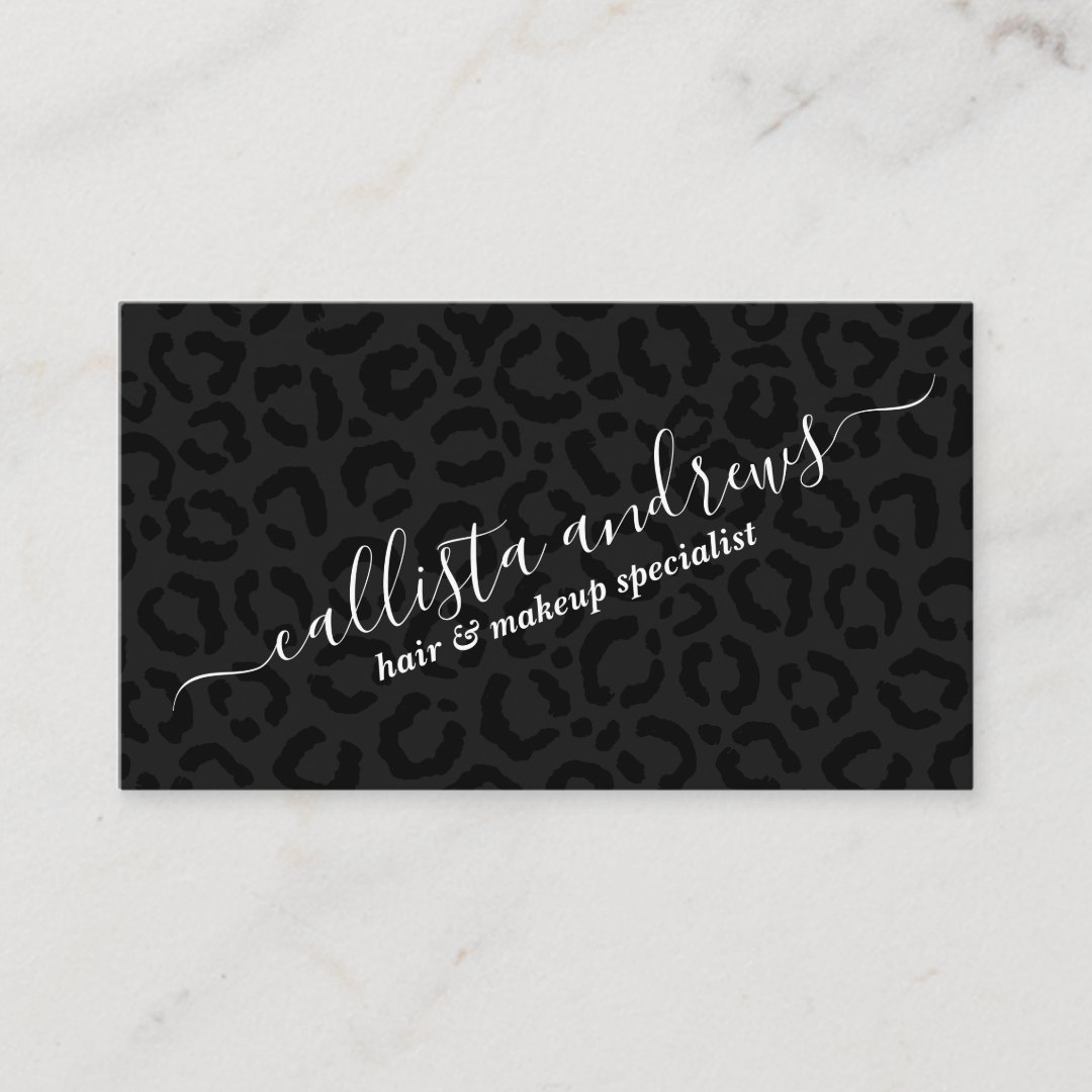 Elegant Black Leopard Cheetah Animal Print Business Card | Zazzle