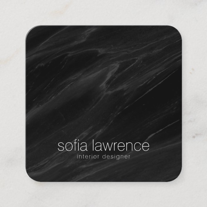 Elegant black marble modern professional designer square business card ...