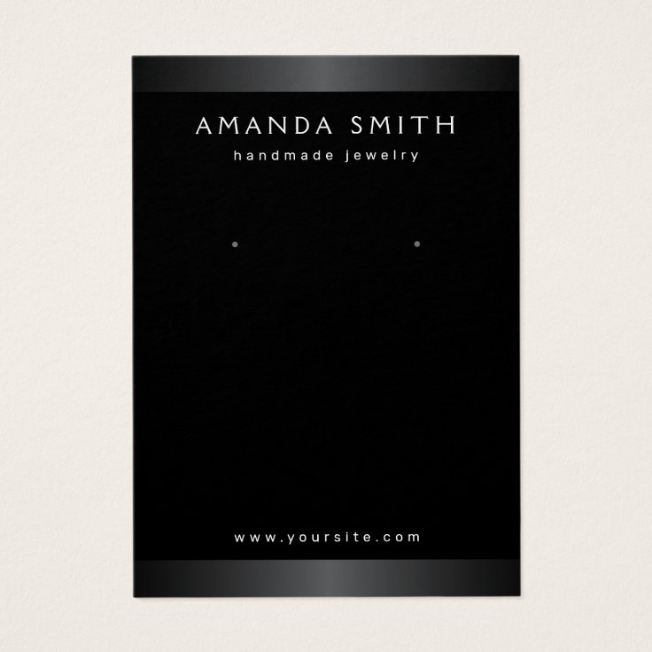 Elegant black minimalist earring display card | Zazzle
