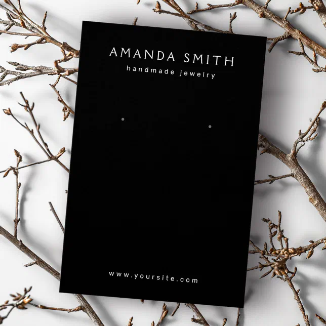 Elegant black minimalist earring display card | Zazzle