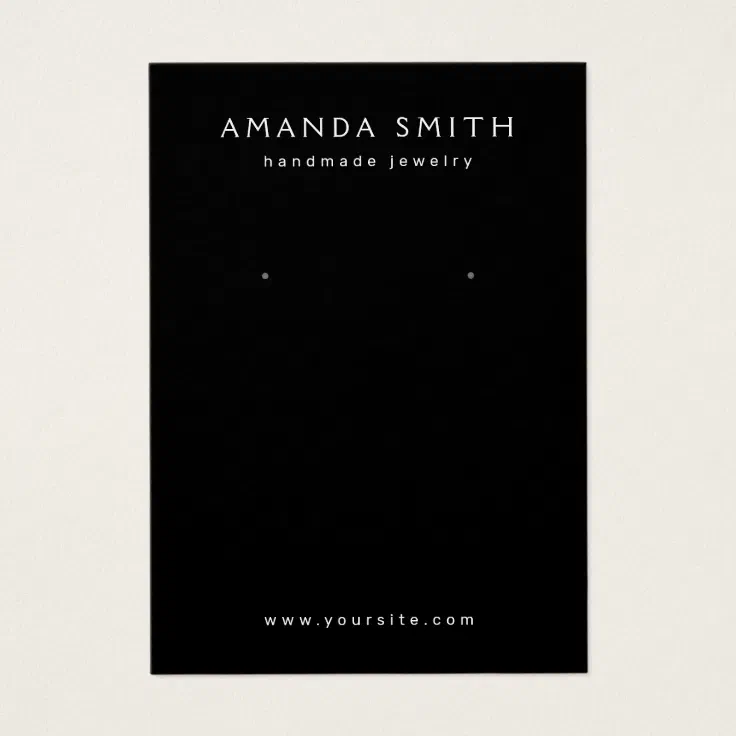 Elegant black minimalist earring display card | Zazzle