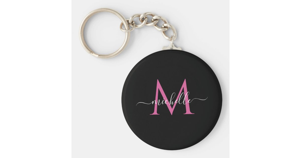 elegant black modern monogram keychain | Zazzle