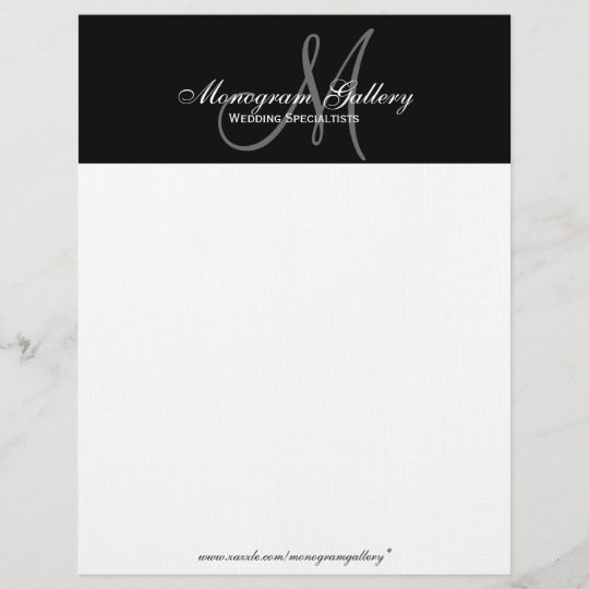 Elegant Black Monogram Letterhead Linen Paper | Zazzle.com