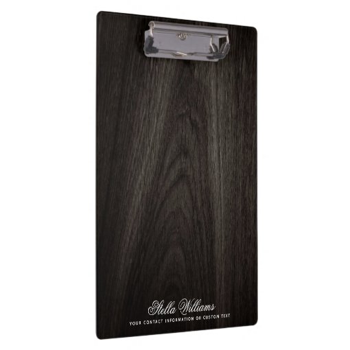 Elegant black oak wood grain custom name clipboard | Zazzle