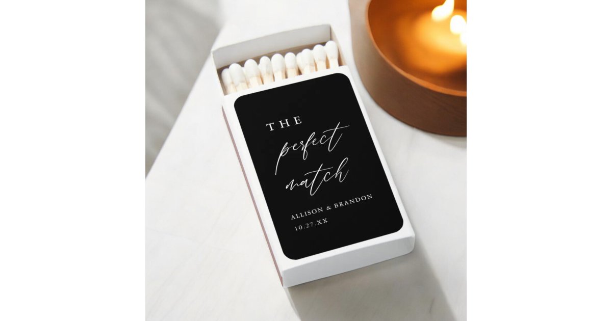 Elegant Black Perfect Match Wedding Matches | Zazzle