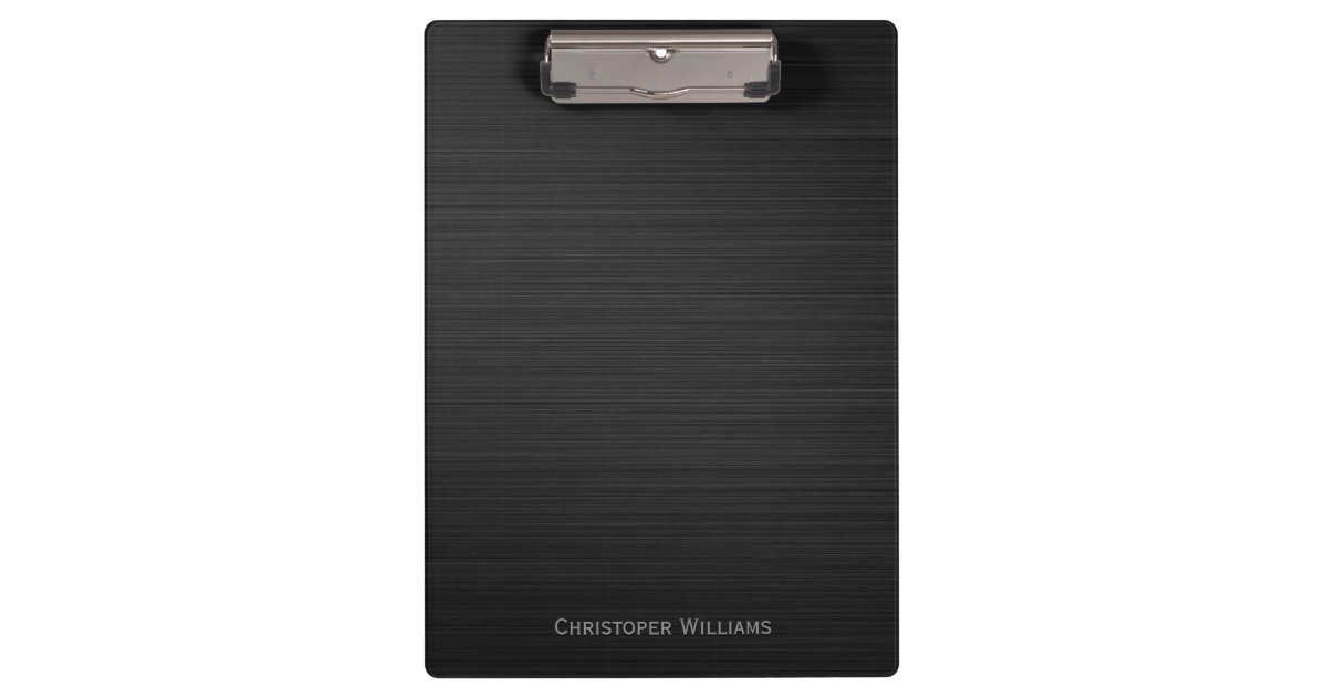 Elegant black perforated metal personalized clipboard | Zazzle