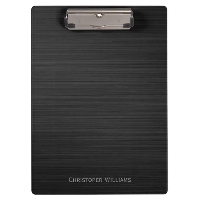 Elegant black perforated metal personalized clipboard | Zazzle