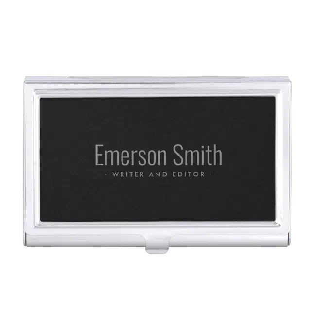Elegant black personalized name business card case | Zazzle