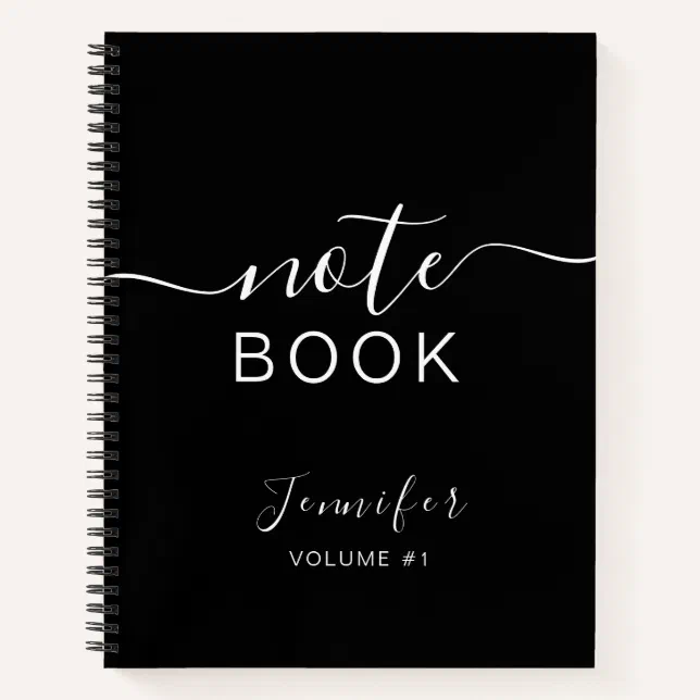 Elegant Black Personalized Notebook Your Name | Zazzle