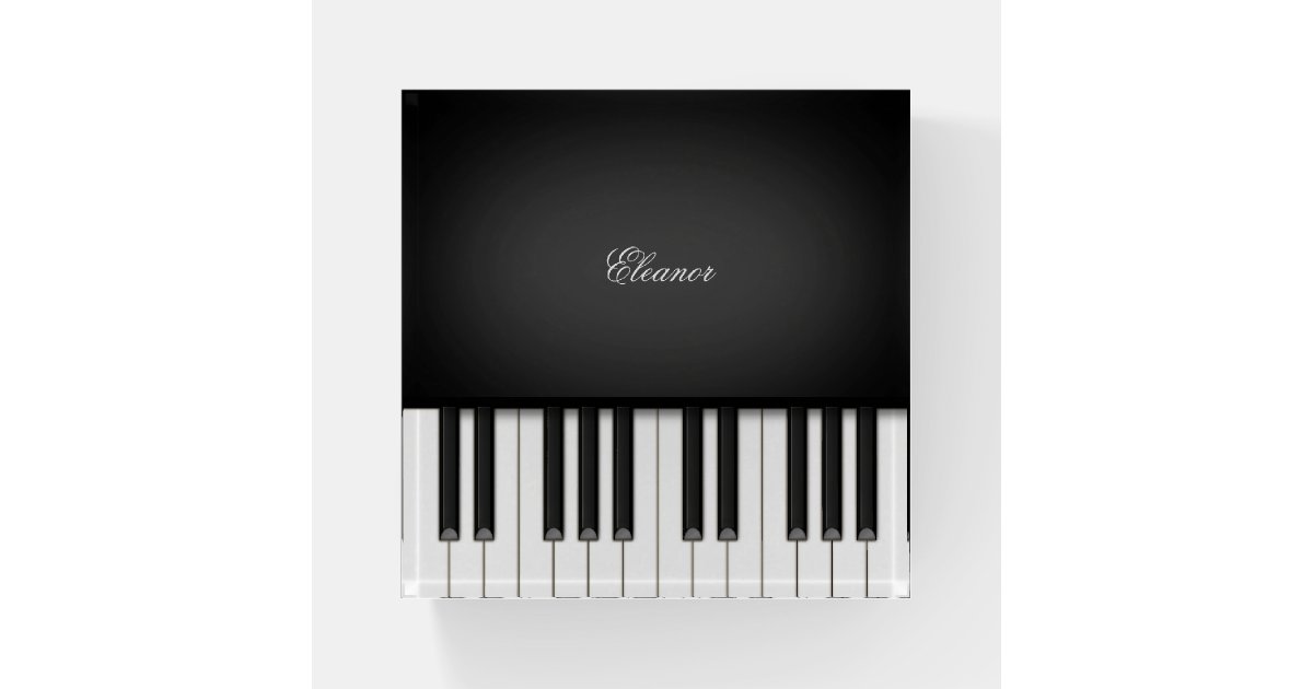 Elegant Black Piano with Custom Name or Messsage Paperweight | Zazzle
