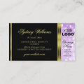Elegant Black Purple Glitter Gold Boder add Logo Business Card | Zazzle