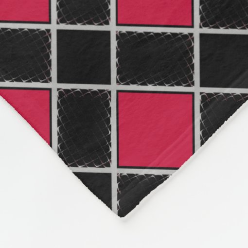 Elegant Black Red Diamond Pattern Fleece Blanket | Zazzle
