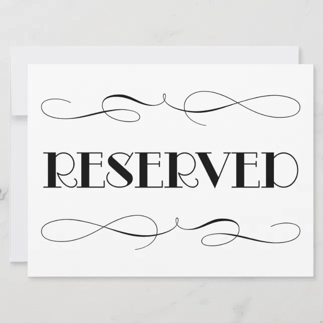 Elegant Black Reserved Seating Wedding Sign Invitation | Zazzle