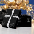 Elegant Black retail Wrapping Paper with logo | Zazzle