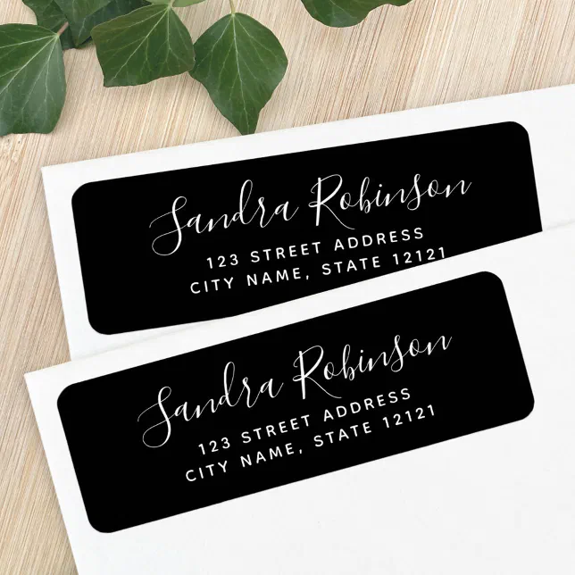 Elegant black return address labels | Zazzle