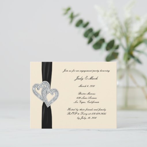 Elegant Black Ribbon Engagement Party Invitation | Zazzle