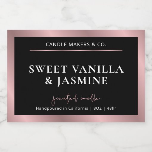 Elegant Black & Rose Gold Product Packaging Label | Zazzle