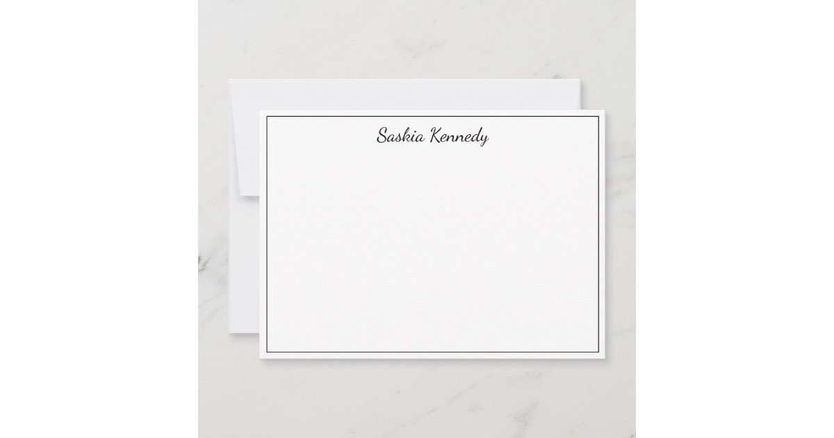 Elegant Black Script Border Personalized Note Card | Zazzle