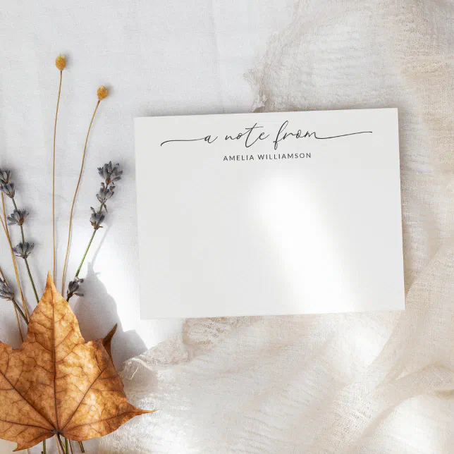 Elegant Black Script Calligraphy Personalized Name Note Card | Zazzle