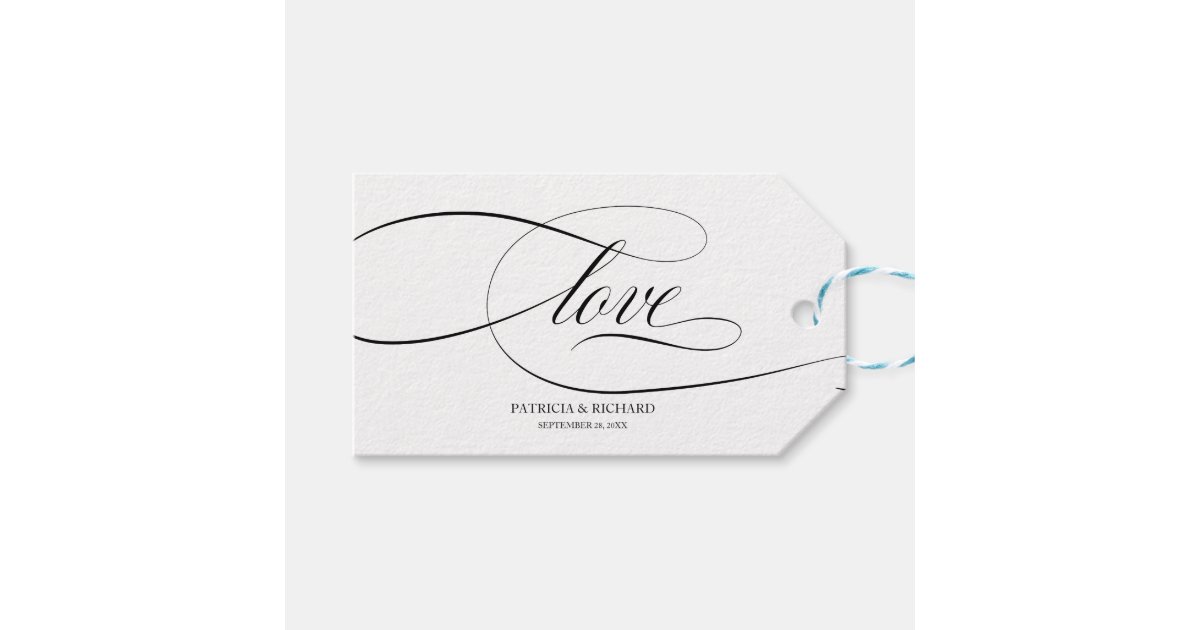 Elegant Black Script Love Favor Tags | Zazzle