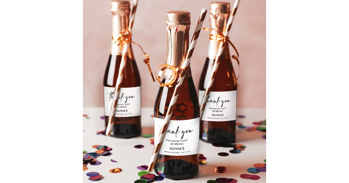 Elegant Black Script - Mini Sparkling Wine Label | Zazzle