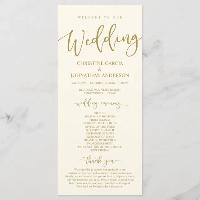 Elegant Black Script, Our Wedding Ceremony Program | Zazzle