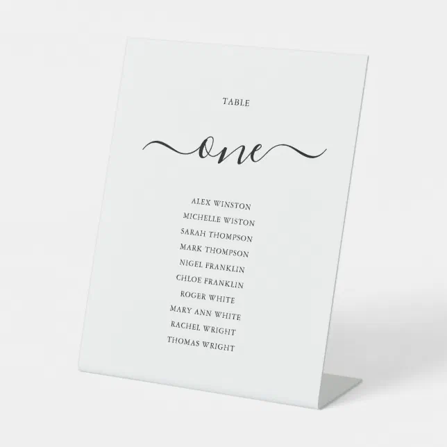 Elegant Black Script Table Number Seating Chart Pedestal Sign | Zazzle