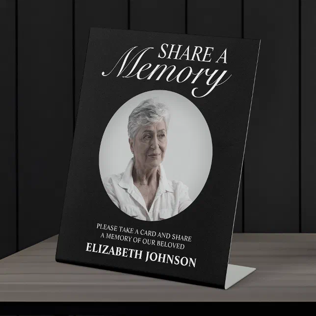 Elegant Black Share A Memory Pedestal Sign | Zazzle