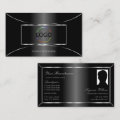Elegant Black Silver Decor with Logo and Photo Business Card | Zazzle