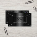Elegant Black Silver Decor with Monogram and Logo Business Card | Zazzle