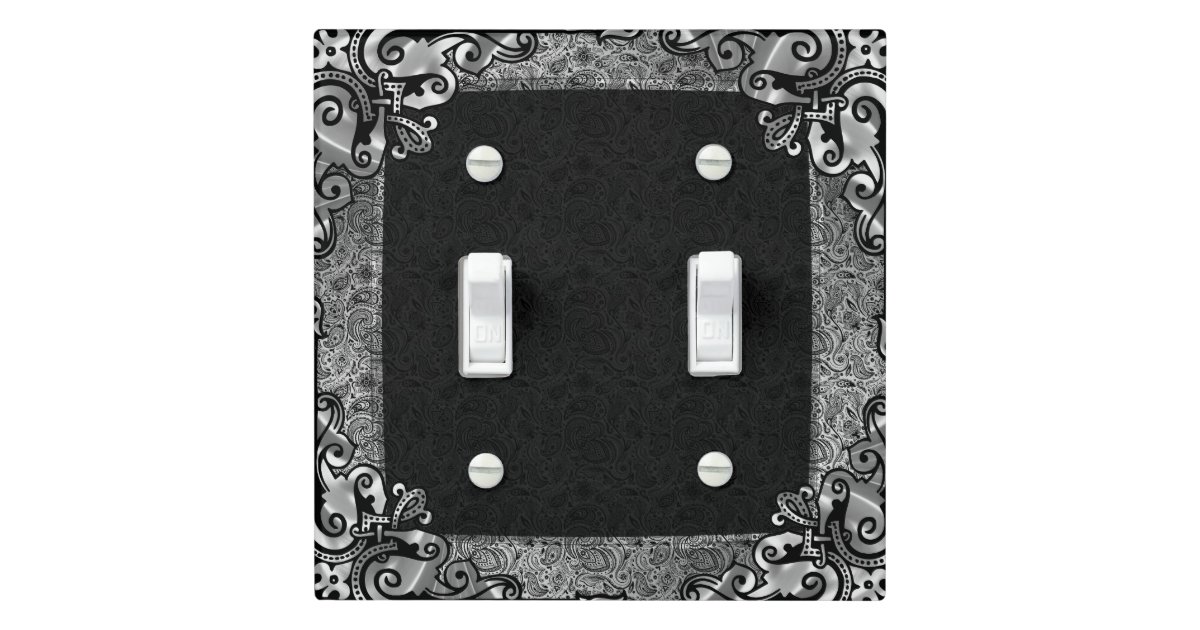 Elegant Black & Silver Vintage Floral Frame Light Switch Cover | Zazzle