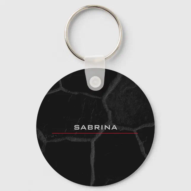 Elegant Black Stone Minimalist Stylish Modern Keychain | Zazzle