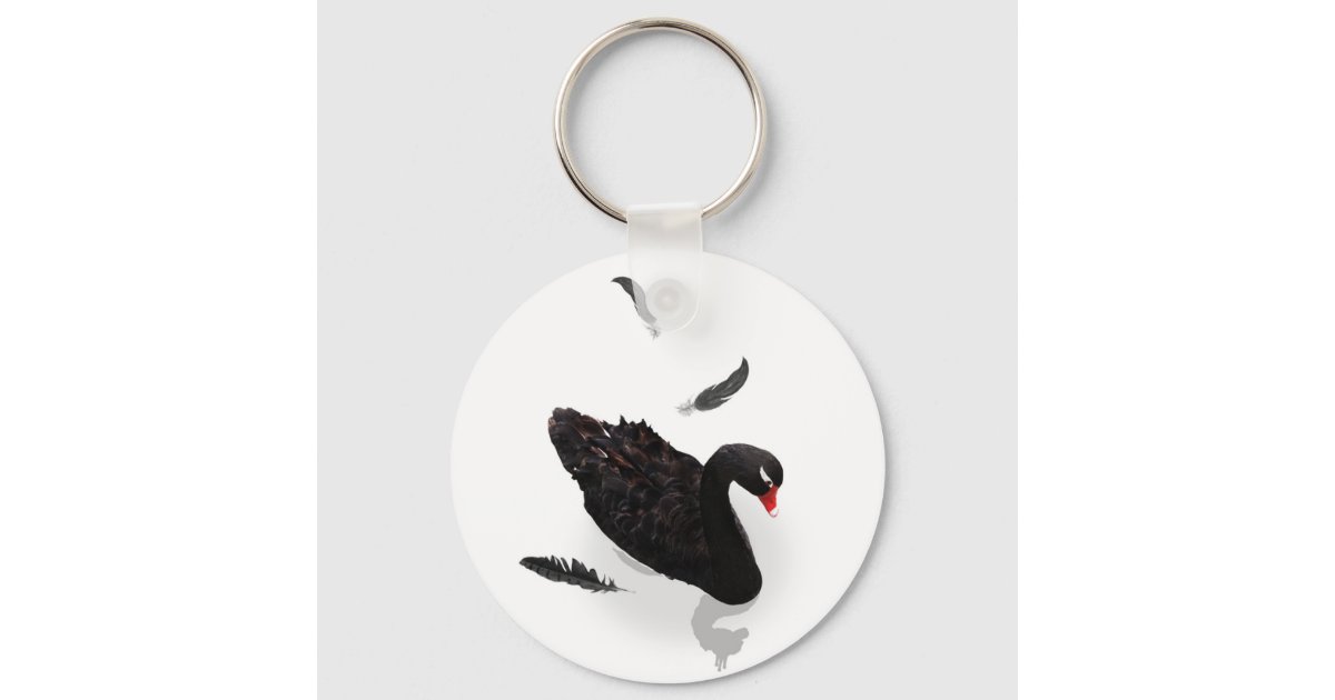 Elegant Black Swan Keychain | Zazzle