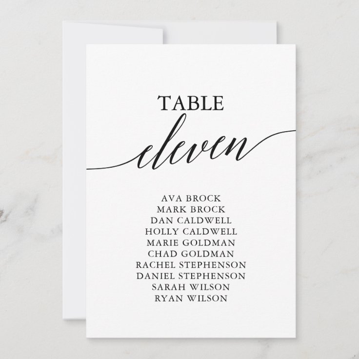 Elegant Black Table Number 11 Seating Chart | Zazzle