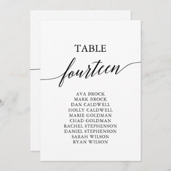 Elegant Black Table Number 14 Seating Chart | Zazzle