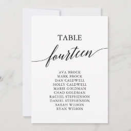 Elegant Black Table Number 14 Seating Chart | Zazzle