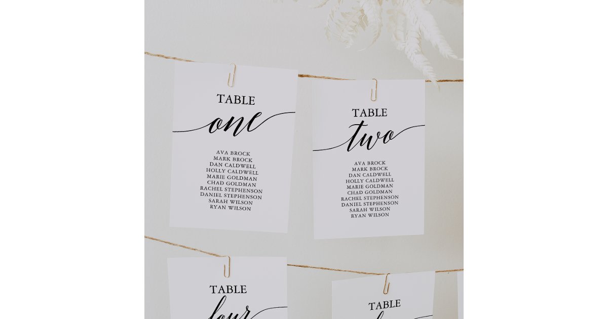 Elegant Black Table Number 1 Seating Chart | Zazzle